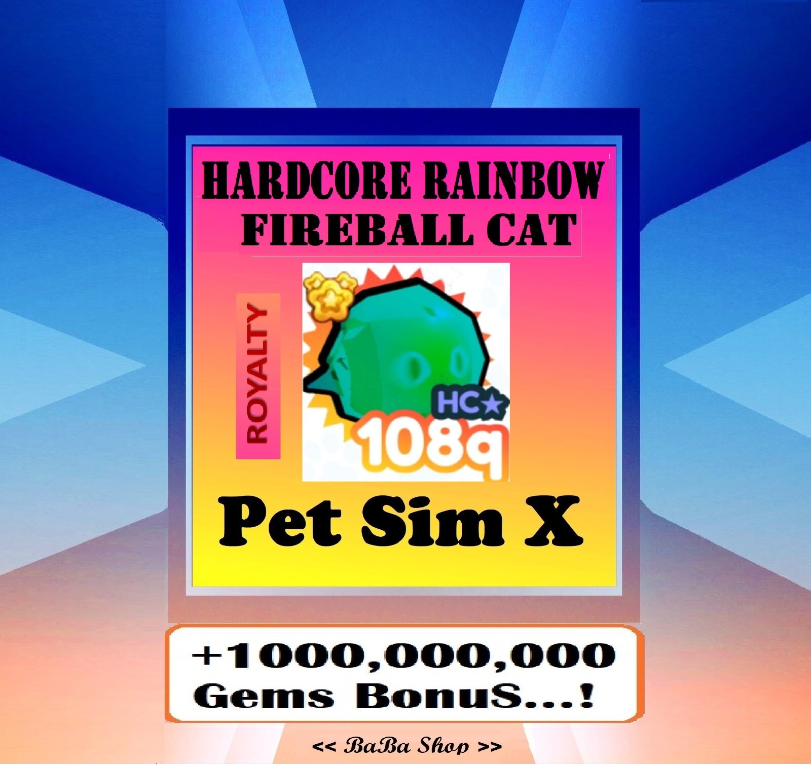 ROYALTY Hardcore Rainbow Fireball Cat Mythical - Yeet HC RB Pet Simulator X PSX | eBay