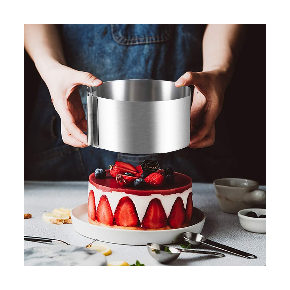 Stainless Steel Round Cake Mold 16-30Cm Telescopic Mousse ...