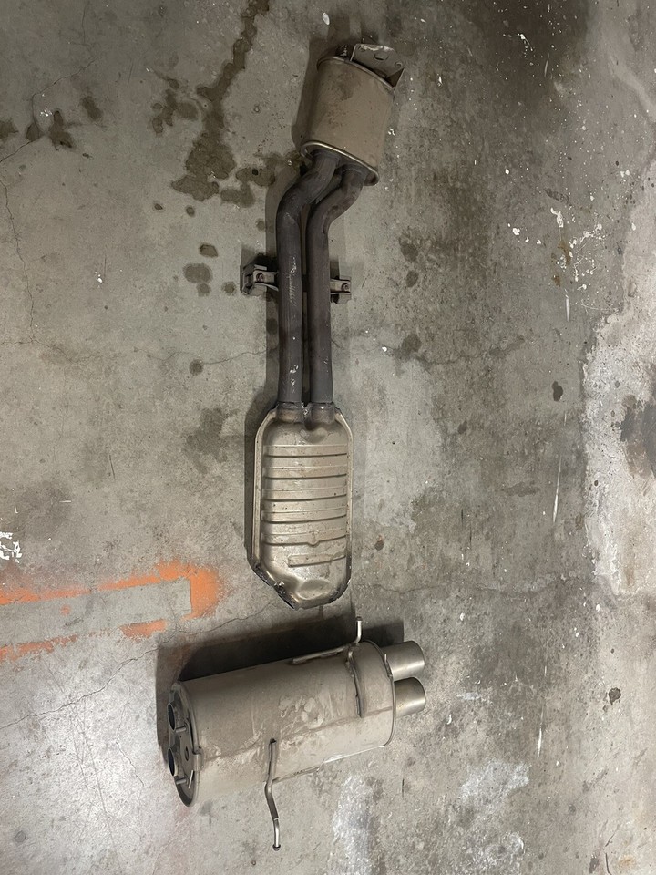 BMW e46 M3 resonators, catalytic, and muffler with exhaust tips | eBay