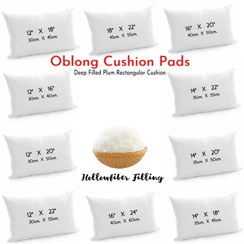 Oblong Cushion Pad Rectangular Shape Deep Fill Inner Insert Hollowfiber ...