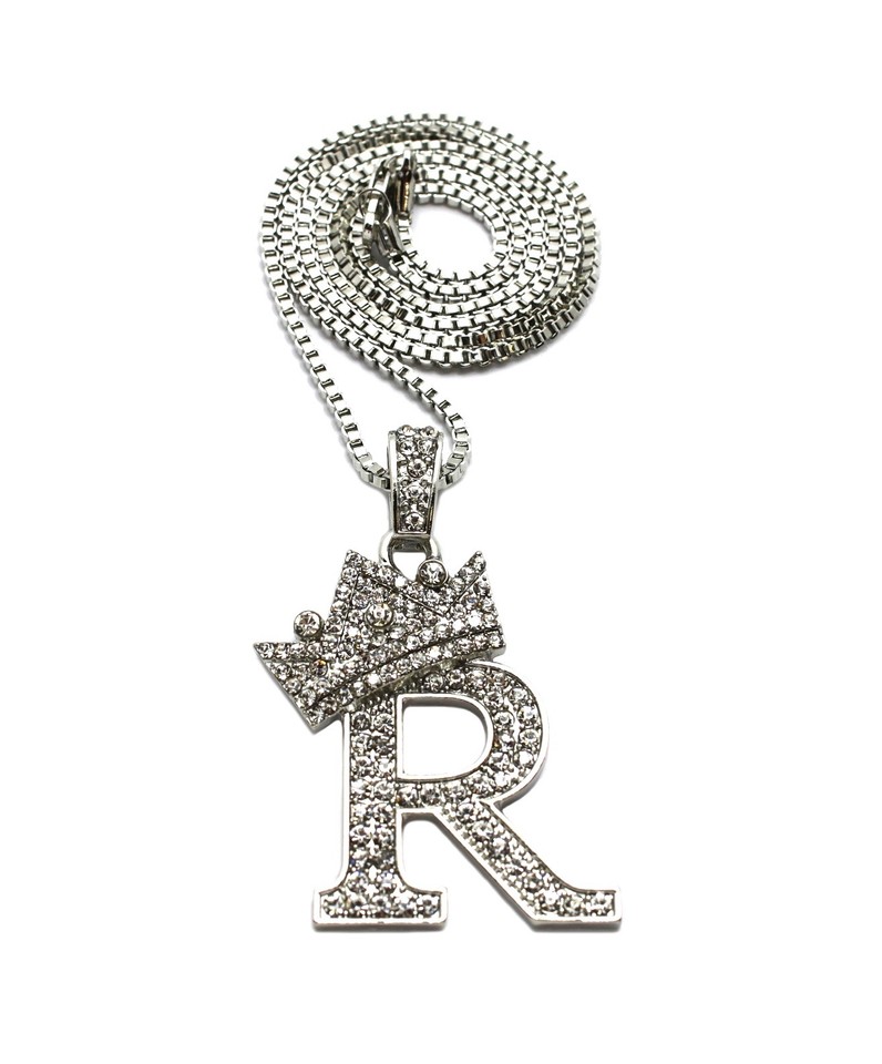 NEW KING 'R' PENDANT & 24" BOX/CUBAN/ROPE/FOX CHAIN HIP HOP NECKLACE ...