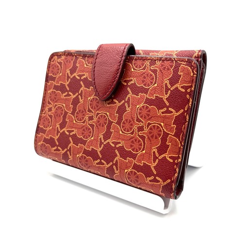 Celine Wallet Red Bifold Leather Purse Horse From Japan Authentic | eBay