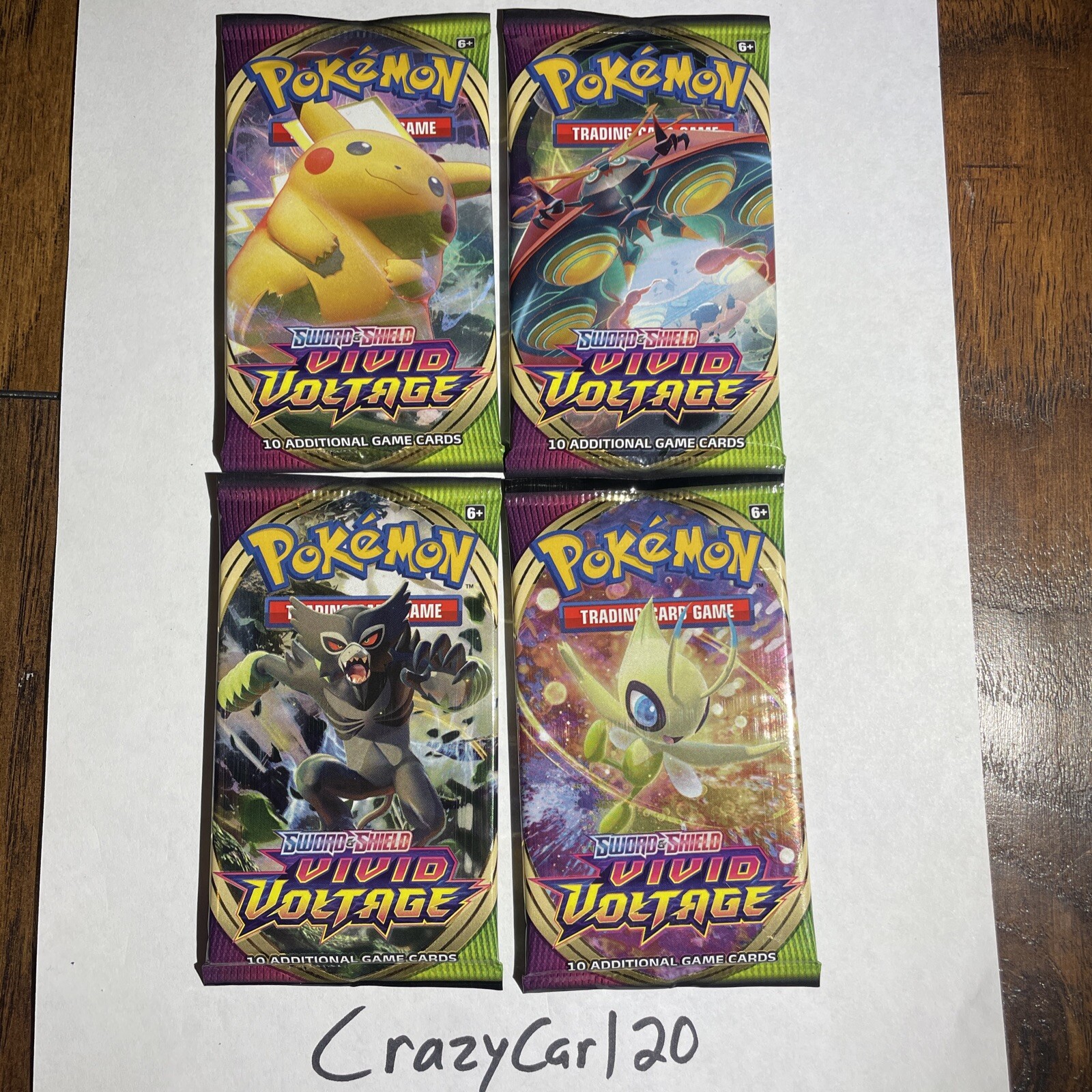 Vivid Voltage Pokemon TCG Booster Pack COMPLETE ART SET - 4 Packs ...