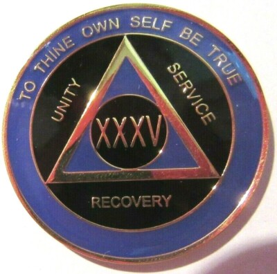 Purple AA Alcoholics Anonymous 35 Year Medallion Token Chip Coin ...