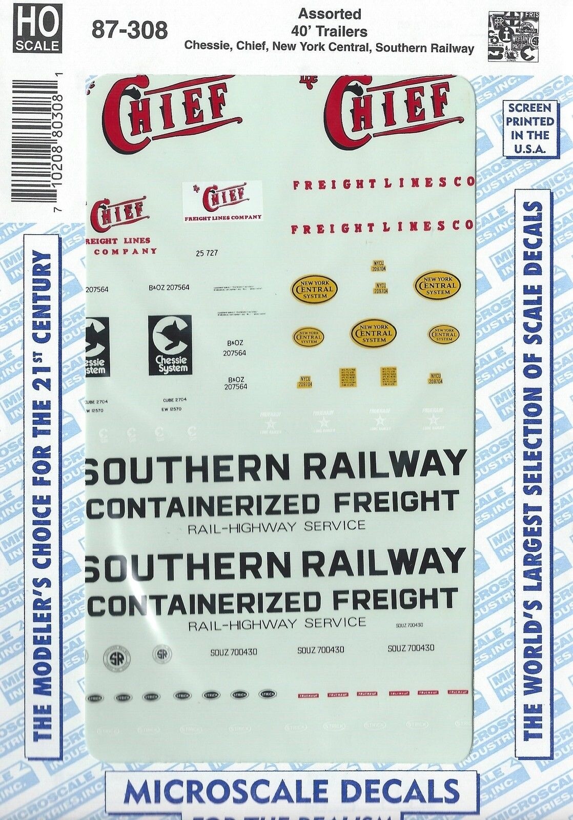 HO 1:87 Microscale 87-308 Asst. 40' Trailers Chessie, Chief, NYC SR ...