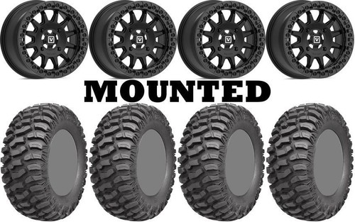 Kit 4 AMS M1 Evil Tires 32x10-15 on Valor V09 Beadlock Matte Black ...