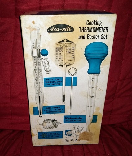 Collector's Acu-Rite COOKING THERMOMETER AND BASTER SET Complete in Box ...