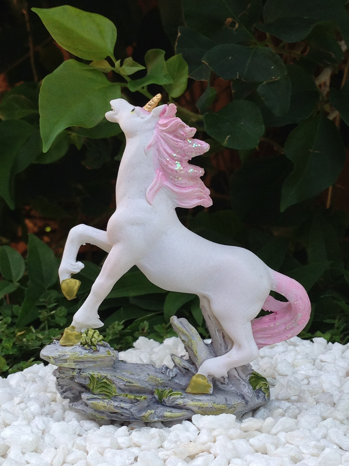 Miniature Dollhouse FAIRY GARDEN ~ Prancing Pink & White Unicorn ~ NEW ...