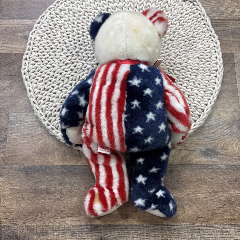 Ty Beanie Buddies Spangle American Bear Plush 13" with TAG 1999 *FLAW ...