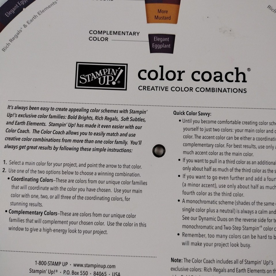 Stampin’ Up Color Coach Creative Color Combination Wheel Guide | eBay
