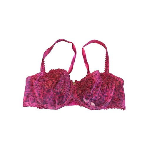 Chantelle Full Coverage Sheer Bra Wine Purple Floral Embroidered ...