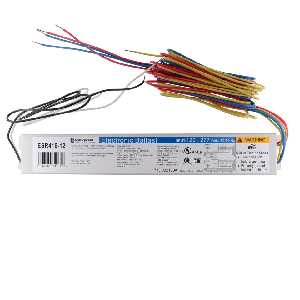 ESR416-12 Fluorescent Sign Ballast, 1-2 Lamp, T12HO T8HO, 142W, 120 ...