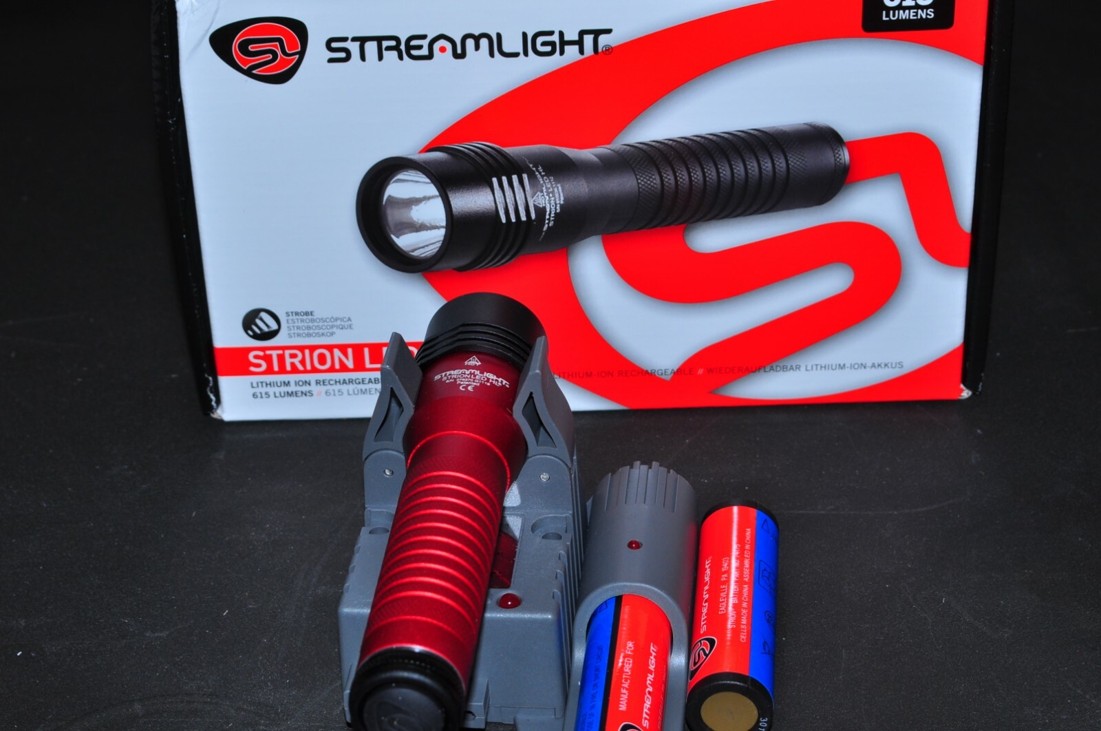 Streamlight Strion Flash Light Red Body 615 Lumens HL PiggyBack-2 Bat ...