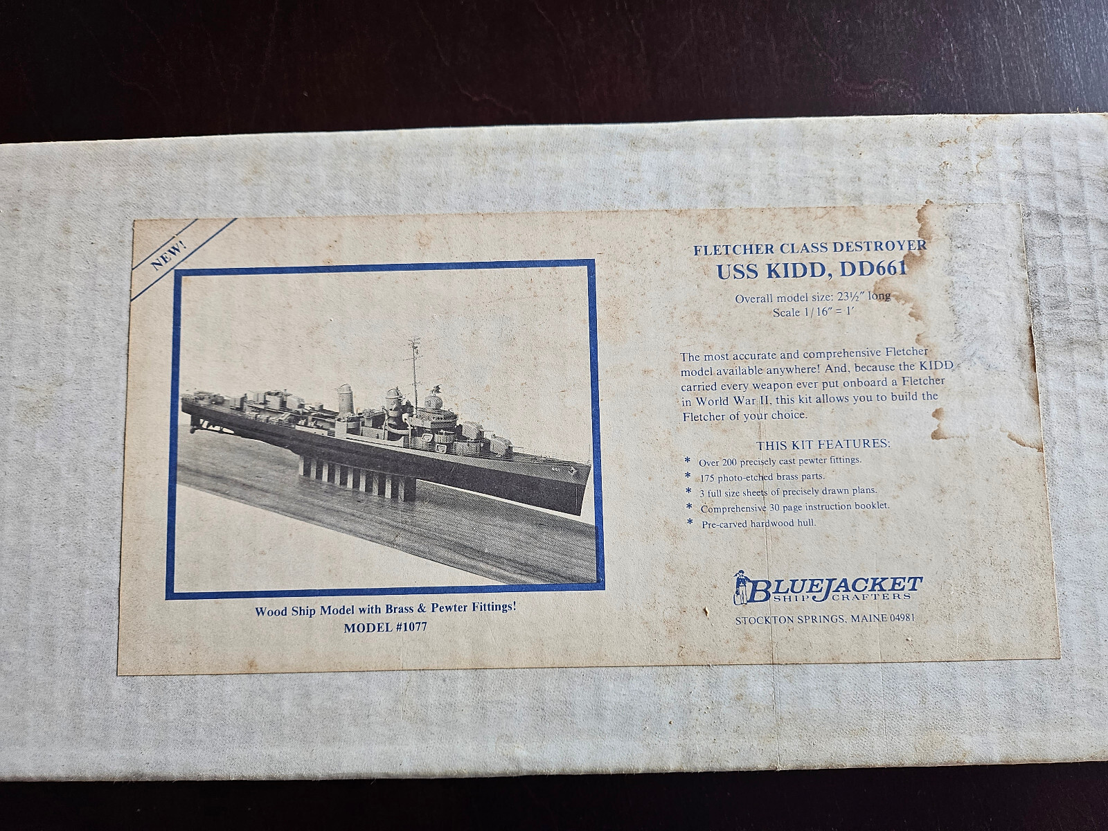 Blue Jacket USS Kidd, DD 661 Fletcher Class Destroyer #1077 ship model ...