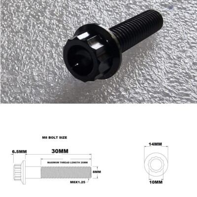1X 12PT TITANIUM M8X30MM BOLT BLACK M8 X 30MM M8X30MM LONG GRADE 5 12 ...