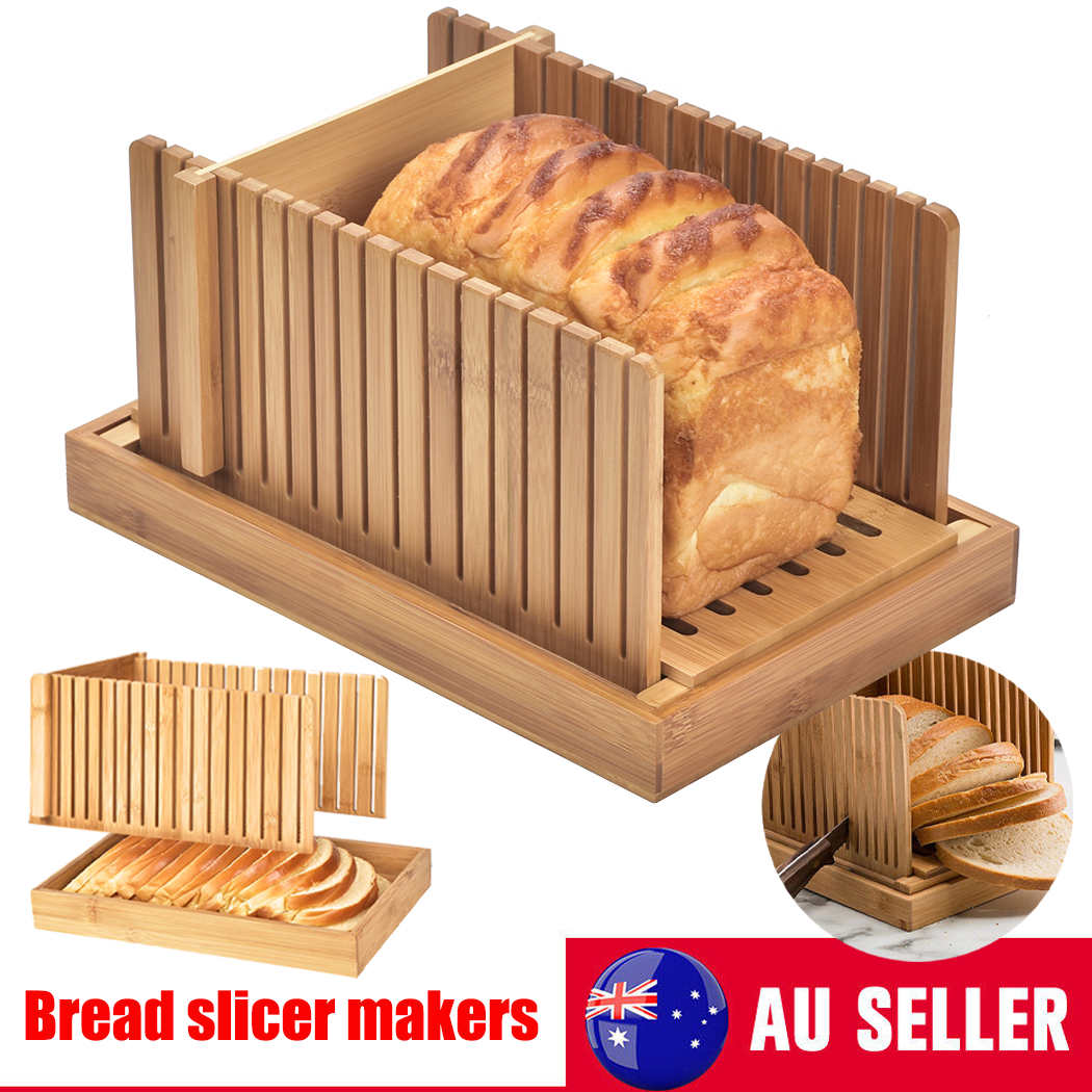 Foldable Bamboo Wood Bread Slicer Cutter Toast Loaf Cutting Guide ...