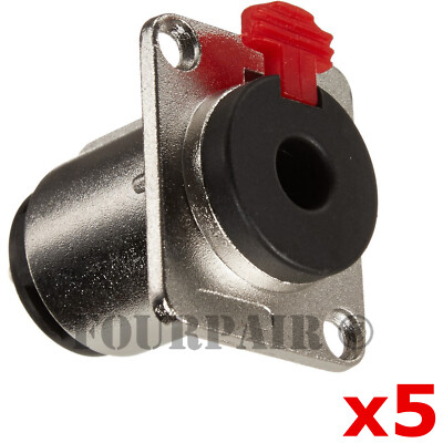 5 Pack - 1/4" 6.35mm Stereo TRS Female Panel Mount Chassis Jack Audio ...