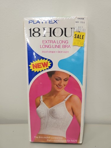 Vintage Playtex 18 Hour Extra Long LongLine Bra Size 38C White Floral ...
