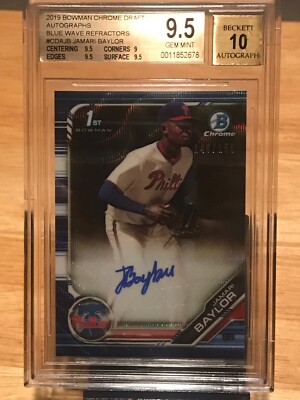 JAMARI BAYLOR 2019 Bowman Chrome Blue Refractor Auto Autograph /150 BGS ...