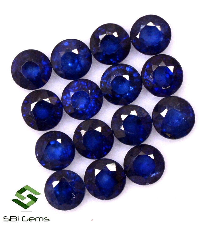 3.13 Cts Natural Blue Sapphire Round Cut 3.25 mm Lot 15 Pcs Loose ...