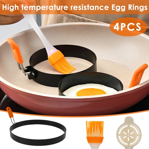 4Pcs Egg Rings Set with Oil Brush and Egg White Separator Stainless ...