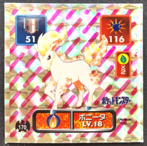 Ponyta Pokemon Card Seal Decal Sticker Japanese Nintendo Rare No. 170 ...