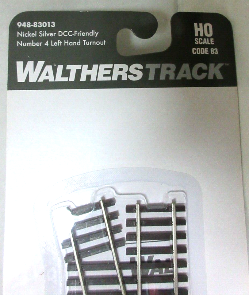 Walthers HO Scale Code 83 Nickel Silver DCC Friendly #4 Turnout Left ...
