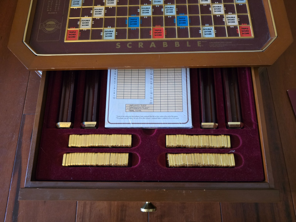 Franklin Mint Scrabble Board Game 1990 Gold Collectors Ed COMPLETE Set ...