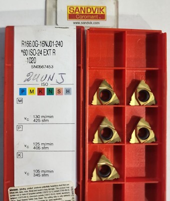 Sandvik R166.0G-16NJ01-240 Grade 1020 Thread Inserts - Partial Pack of ...