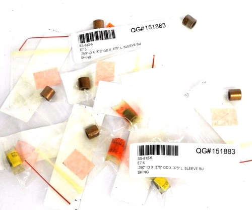 LOT OF 10 NEW SYMMCO SS-812-6 BRONZE BUSHINGS, .250'' ID X .375'' OD X ...