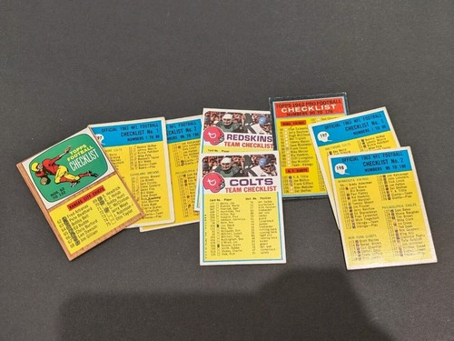 LOT (8) MARKED/USED/Checked Checklists 1962-73 Football READ ...