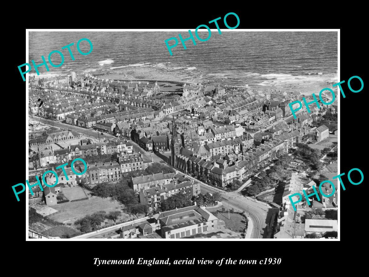 OLD 8x6 HISTORIC PHOTO OF TYNEMOUTH ENGLAND AERIAL VIEW OF TOWN c1930 2 ...