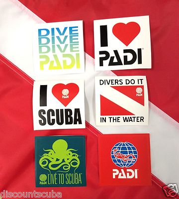PADI Dive sticker scuba diving fun equipment gear snorkel divers open ...