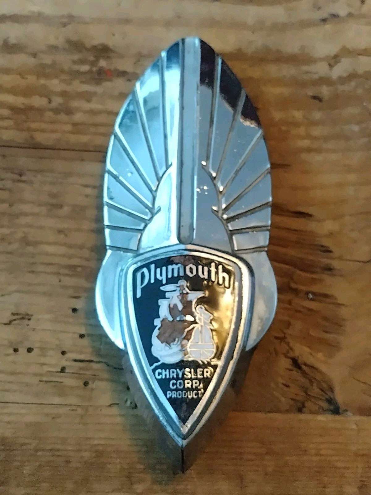 Plymouth Chrysler Corp Original 1930s Automobile Hood Radiator Emblem ...