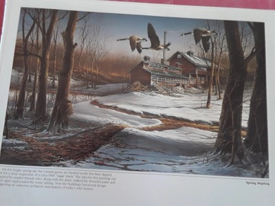 Terry Redlin,"SPRING MAPLING".Ducks, Snow,House,Woods,Art Print 13x10.5 ...