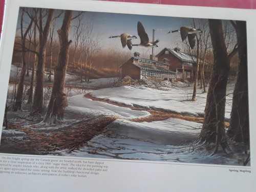 Terry Redlin,"SPRING MAPLING".Ducks, Snow,House,Woods,Art Print 13x10.5 ...