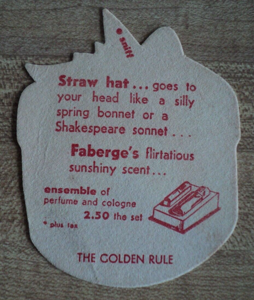 Faberge Straw Hat Perfume Cologne Advertising Scratch & Sniff give-away ...