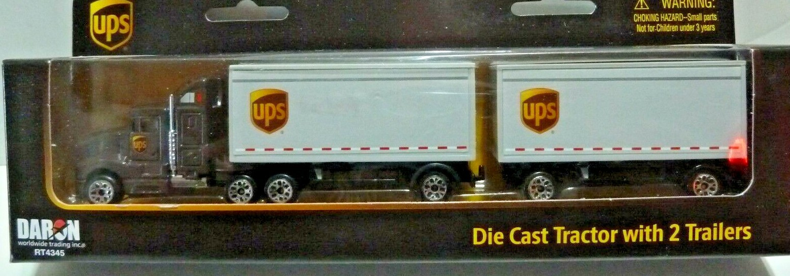 1/87 Scale UPS Truck w/Double Trailer HO Diecast Model - Daron RT4345 ...