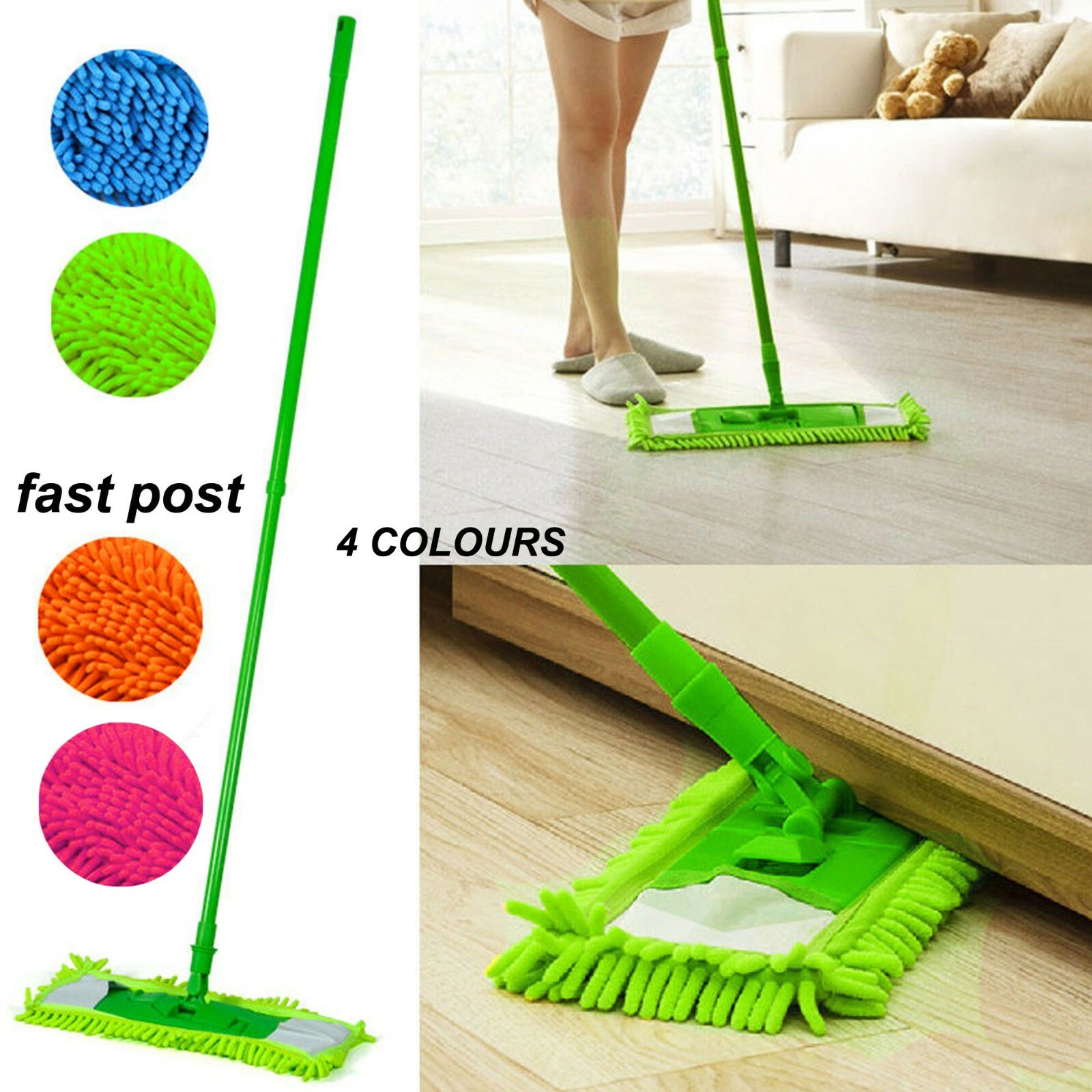 EXTENDABLE MICROFIBRE MOP SWEEPER CLEANER WOODEN LAMINATE TILE FLOOR ...