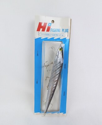 Vintage Hi Fishing Plug Lure 1177A Pebble Floating Minnow 1/2oz Silver ...