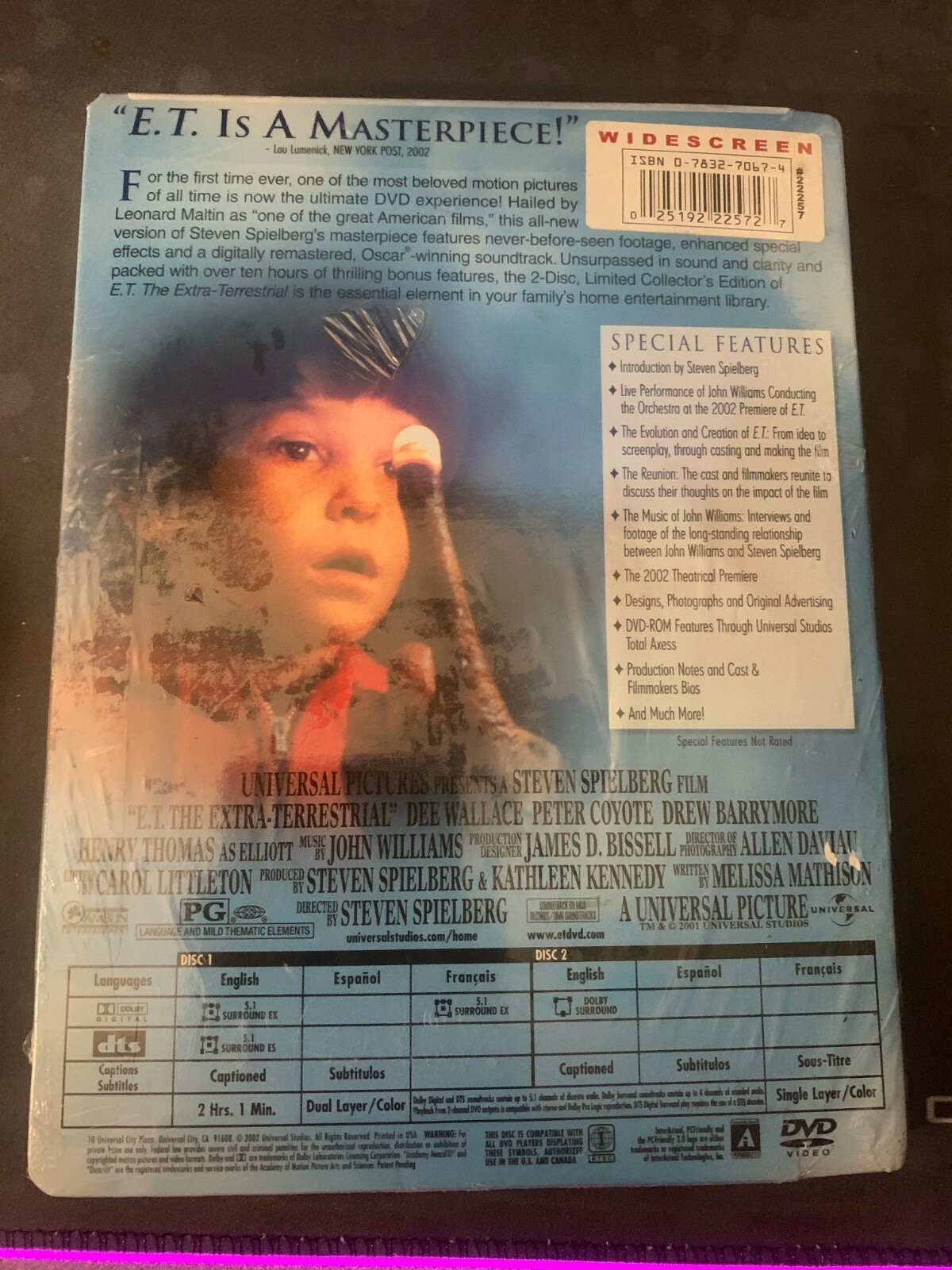 E.T. The Extra-Terrestrial DVD 2-Disc Limited Collector's Edition NEW ...