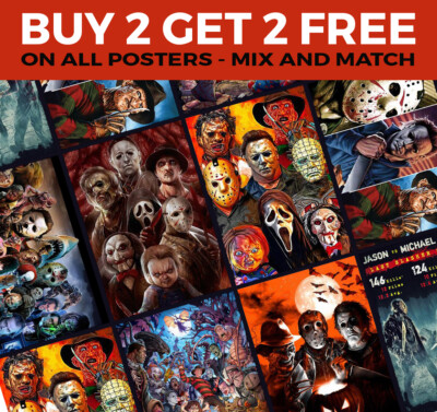 Horror Movie Villains Posters Art Prints A4 A3 - Buy 2 Get 2 FREE! | eBay