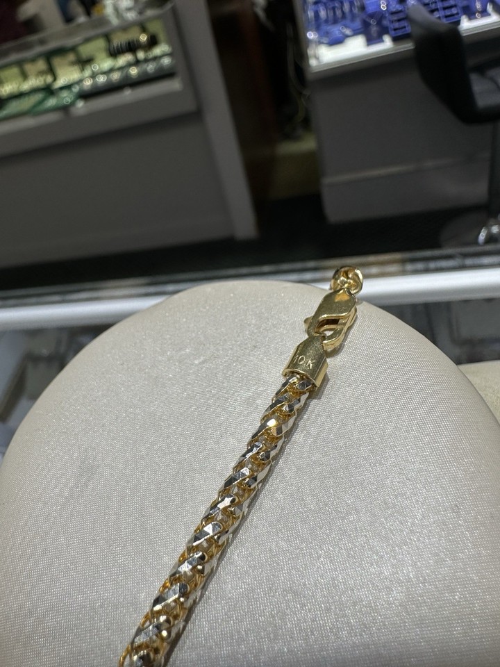 10K 4MM Prism Cut Franco Two-Tone Chain 22 INCHES 40.2 | eBay