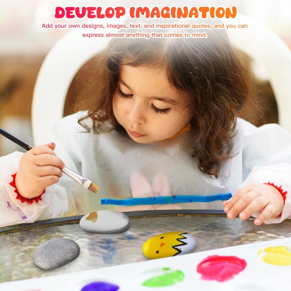 20 Pcs White Base Painting Stone Rock Pebbles DIY Craft Stones Crafts ...