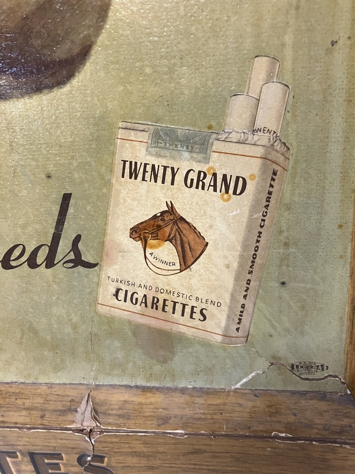 1940's TWENTY GRAND CIGARETTES CARDBOARD ADVERTISING Ad SIGN-Horse ...