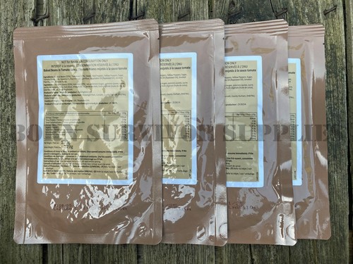 4 x BAKED BEANS RATION PACK MEAL - Army Ready Camping UN Food Survival ...