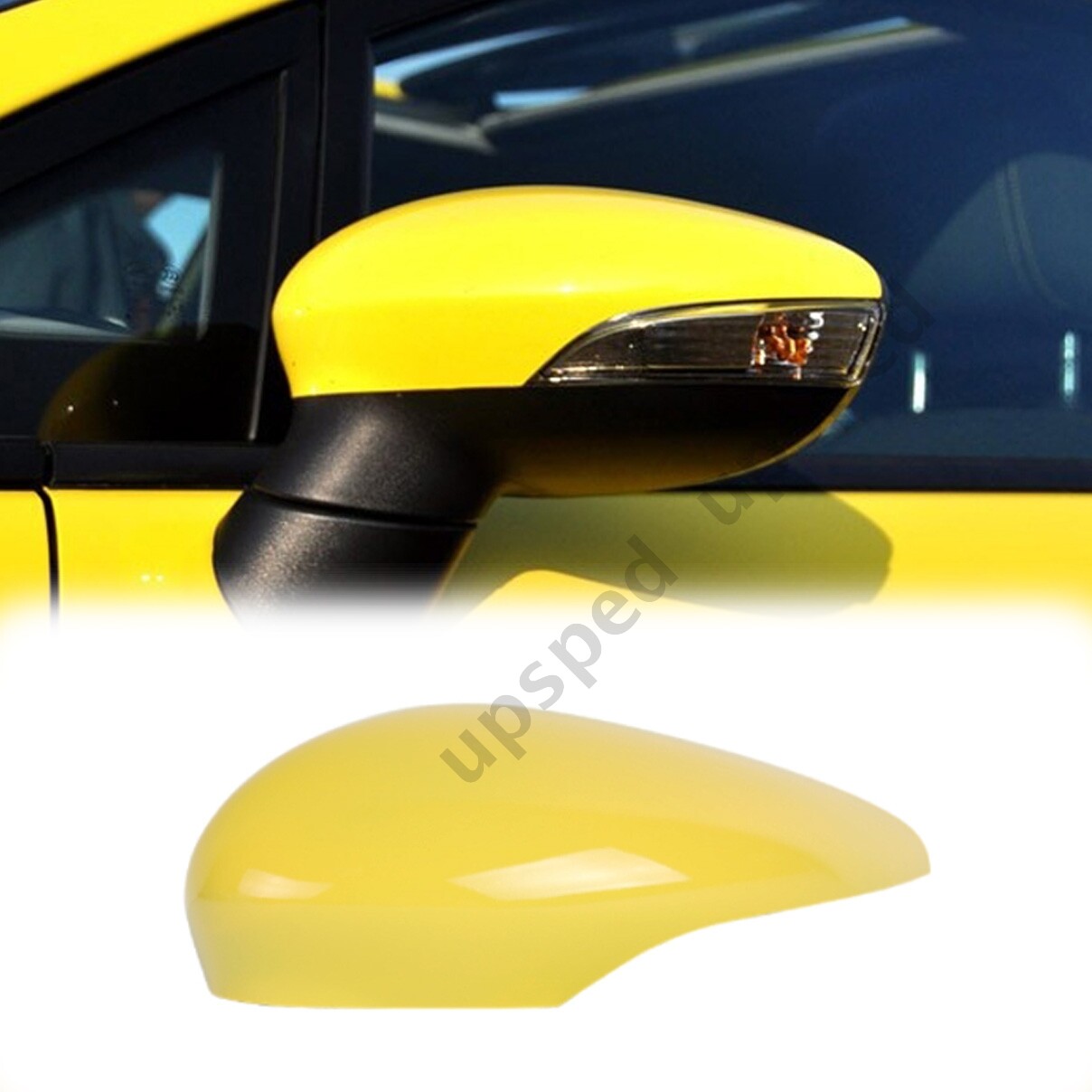 Yellow Left Driver Side Car Rearview Mirror Cap Cover For Ford Fiesta ...