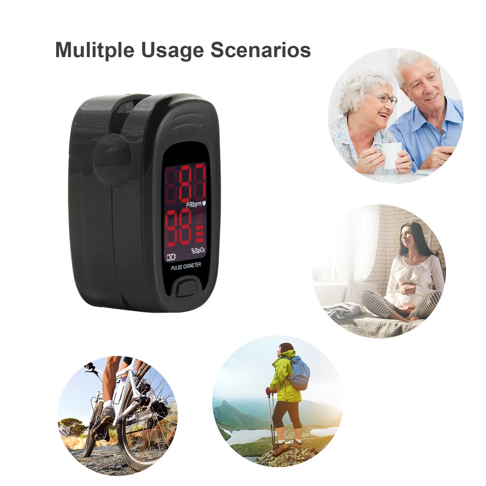 Finger Pulse Oximeter Heart Rate Blood Oxygen Saturation Measure SpO2 ...