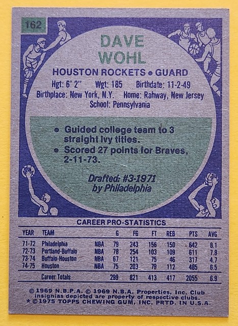 1975-76 Topps - #162 Dave Wohl for sale online | eBay
