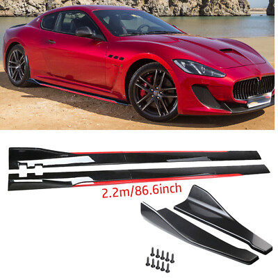 Gloss Black Red Side Skirt For Maserati Gran Turismo Rear Bumper Lip ...